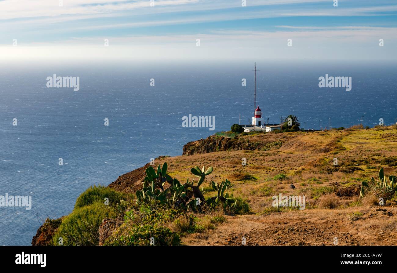Lighthouse in Ponto do Pargo west coast in Madeira, Portugal Stock ...