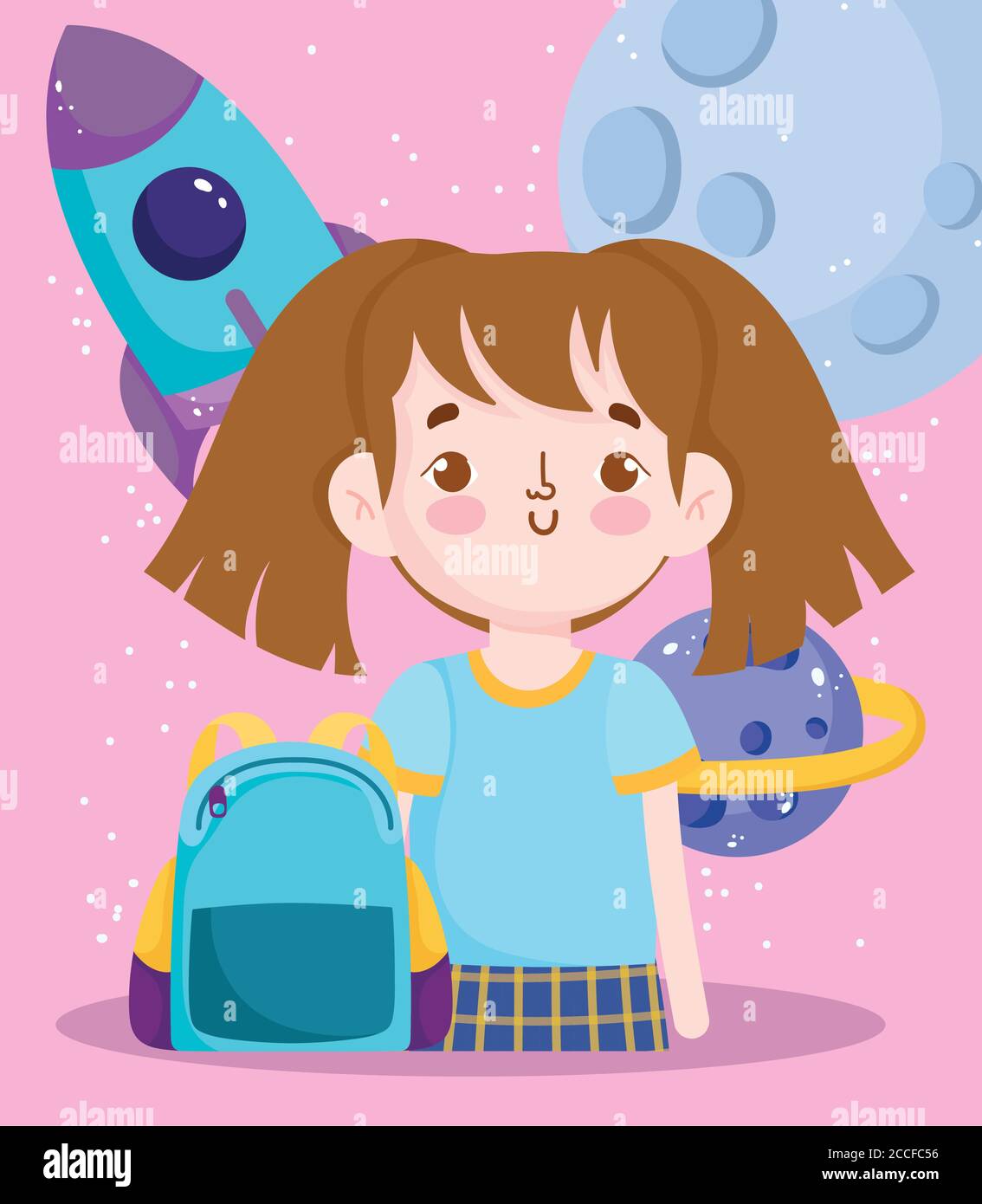 back to school, student girl rocket science lesson elementary education ...