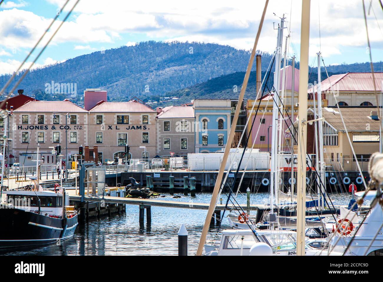 Heritage buildings around the port in Hobart, Tasmania, Australia Stock ...