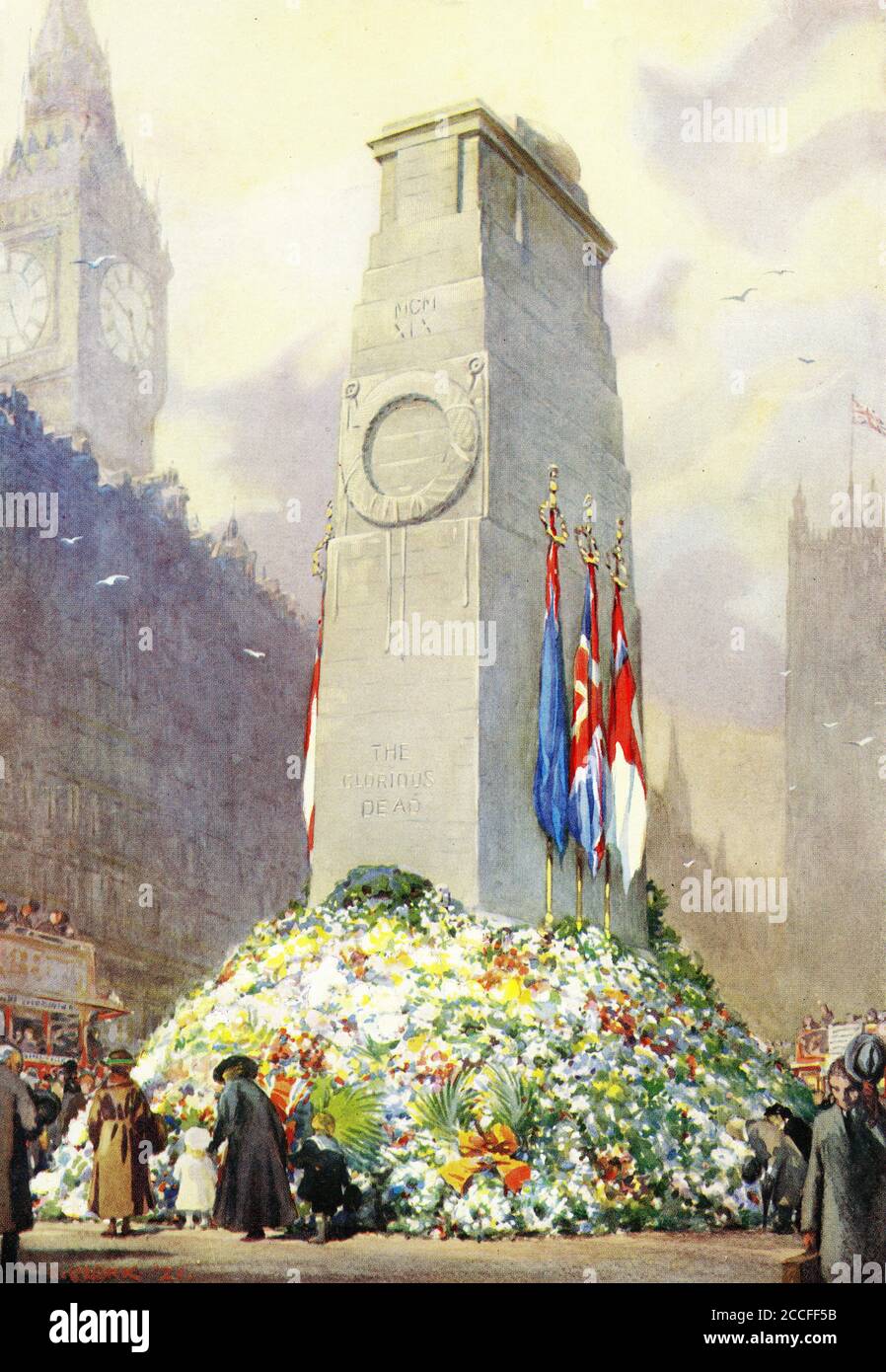 Halftone of the Cenotaph erected in Whitehall for fallen British ...