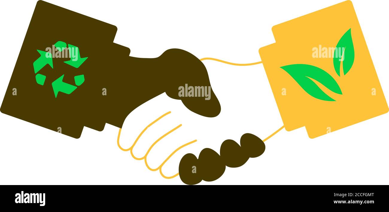 Ecological Handshakes Icon. Flat Color Design. Vector Illustration ...