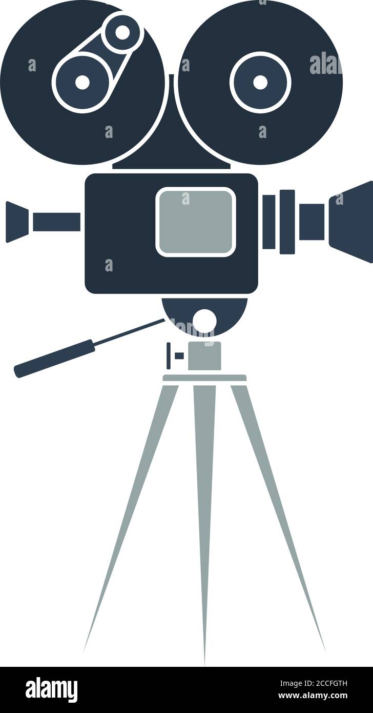 Retro Cinema Camera Icon. Flat Color Design. Vector Illustration Stock ...