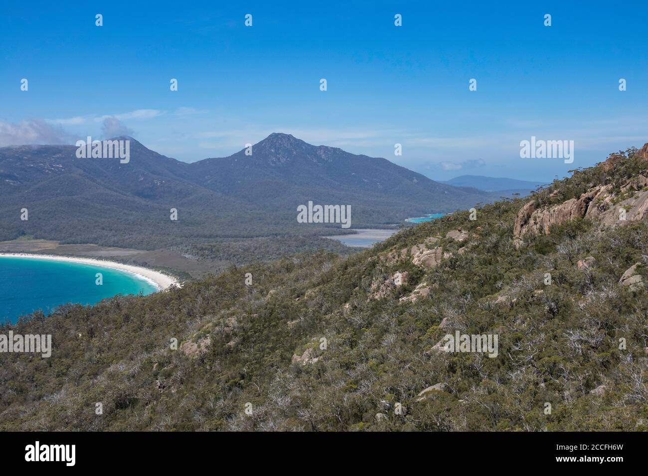 View over Wineglass Bay from the Lookout, Freycinet Peninsula, Tasmania ...