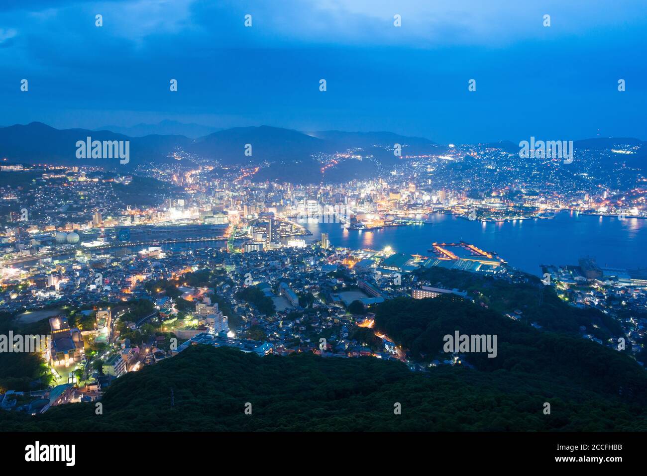 Nagasaki, Japan - Night View from the top of Mount Inasa in Nagasaki ...