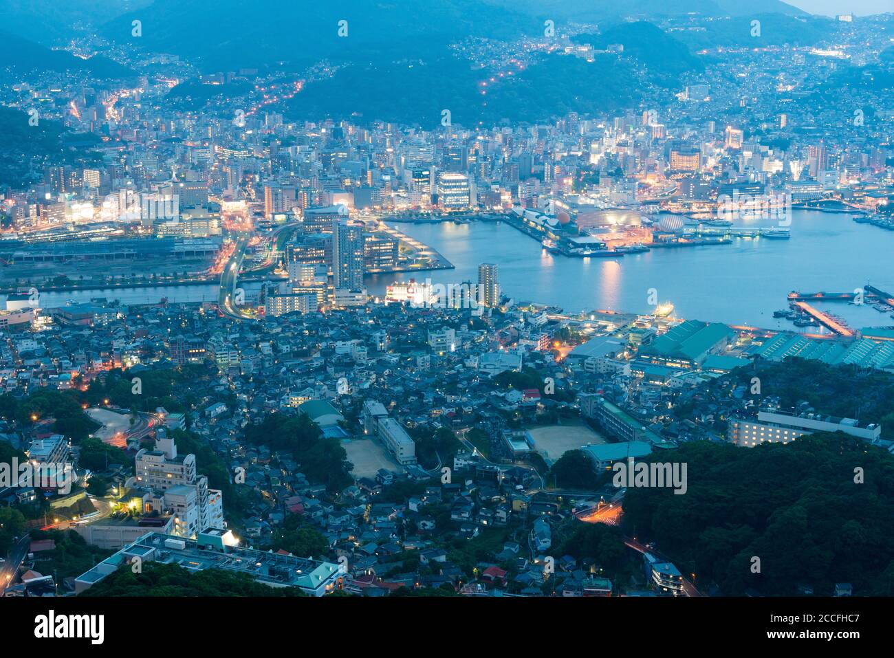 Nagasaki, Japan - Night View from the top of Mount Inasa in Nagasaki ...