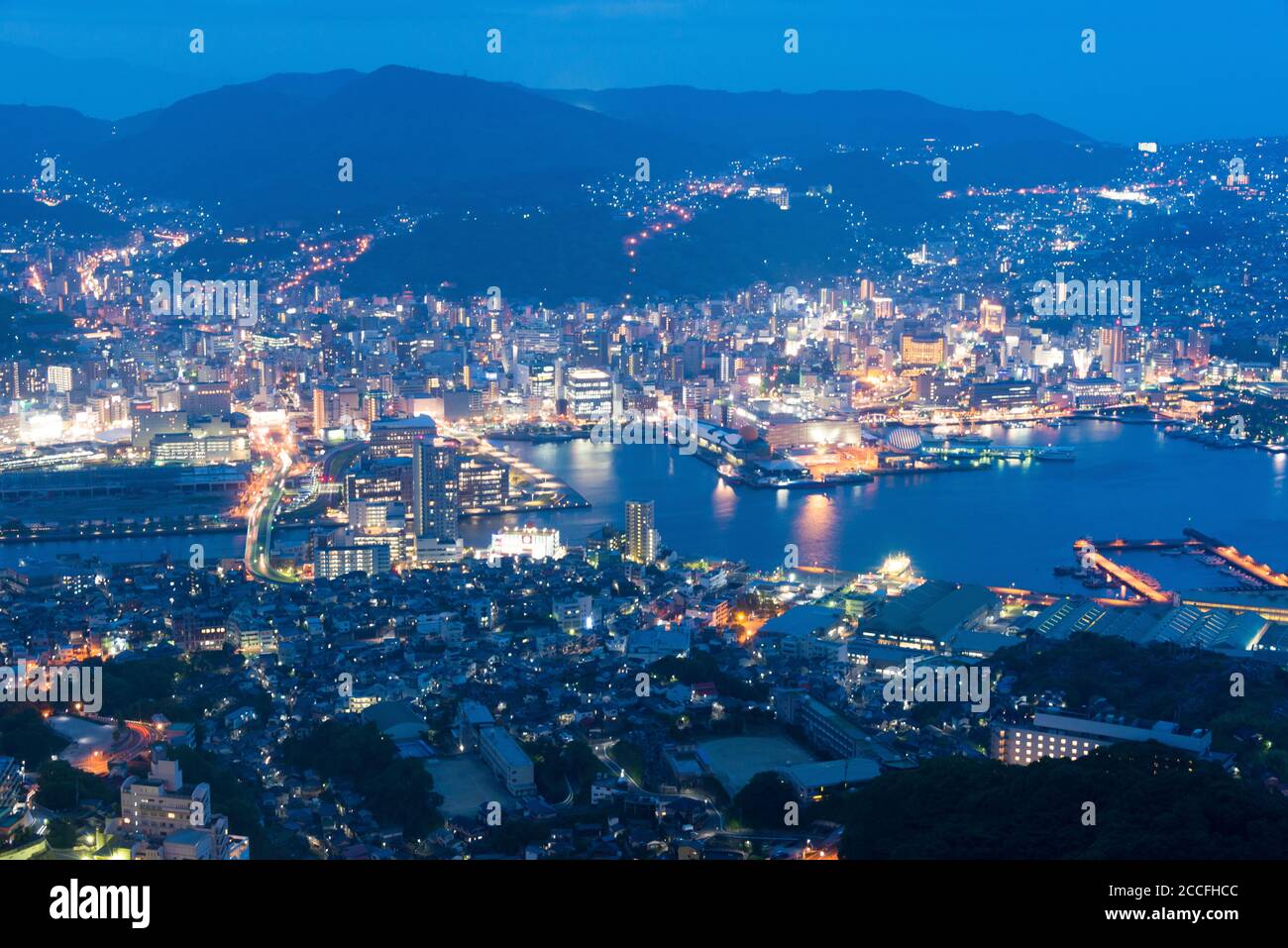 Nagasaki, Japan - Night View from the top of Mount Inasa in Nagasaki ...