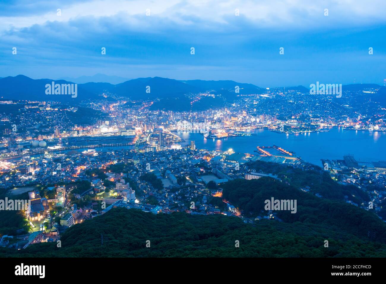 Nagasaki, Japan - Night View from the top of Mount Inasa in Nagasaki ...