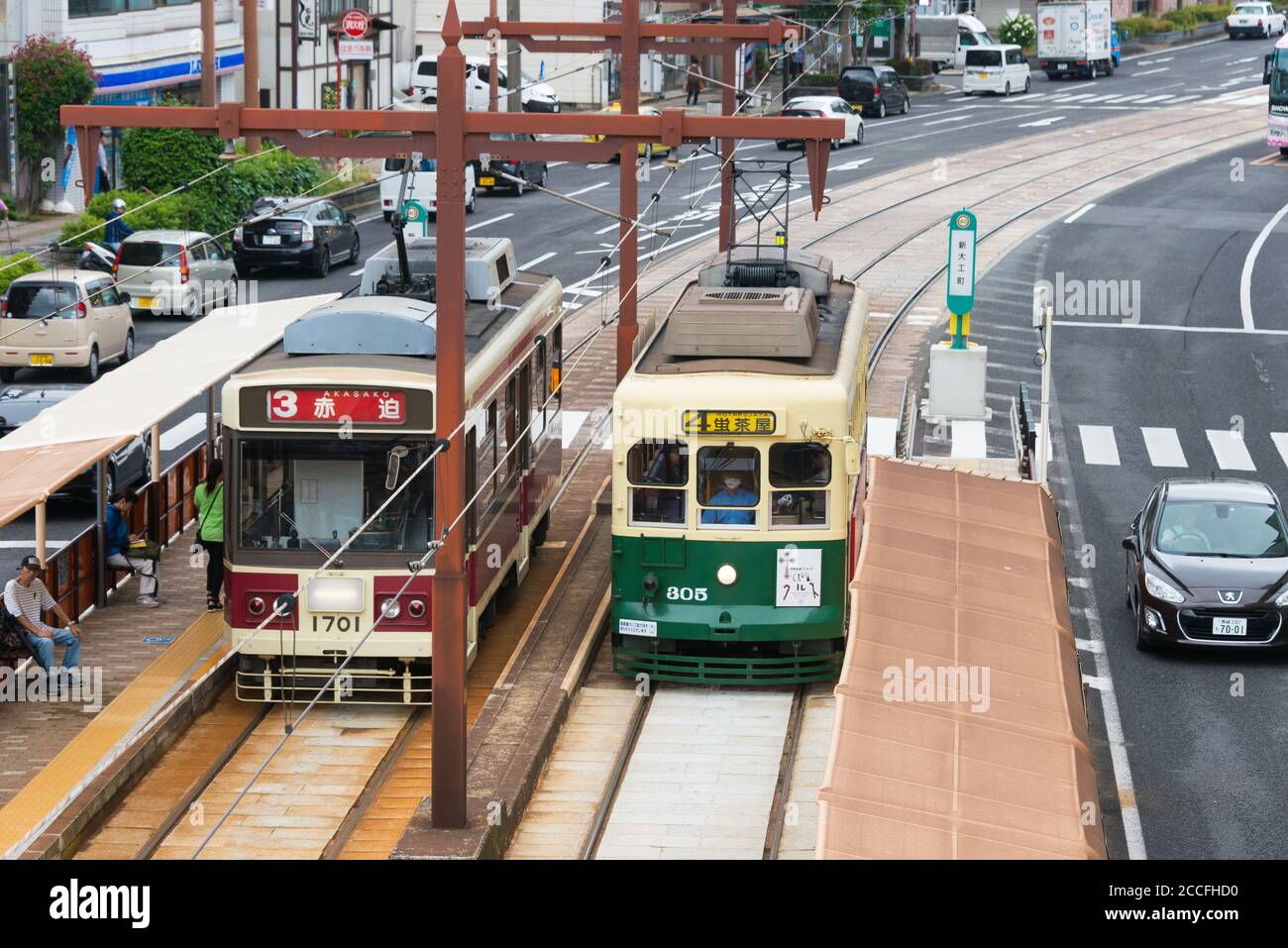 Nagasaki, Japan - Tram at Nagasaki Electric Tramway in Nagasaki, Japan ...