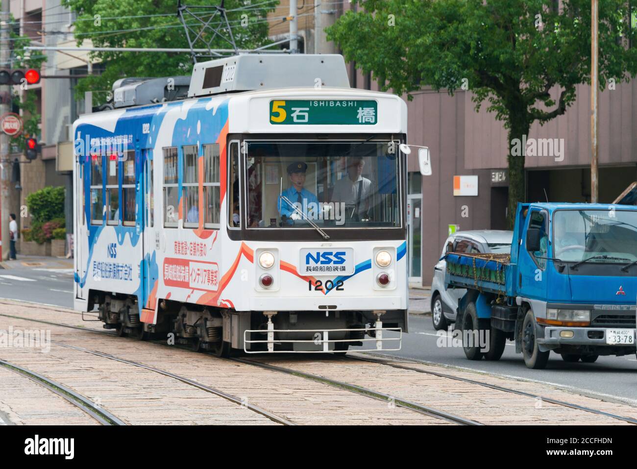 Nagasaki, Japan - Tram at Nagasaki Electric Tramway in Nagasaki, Japan ...