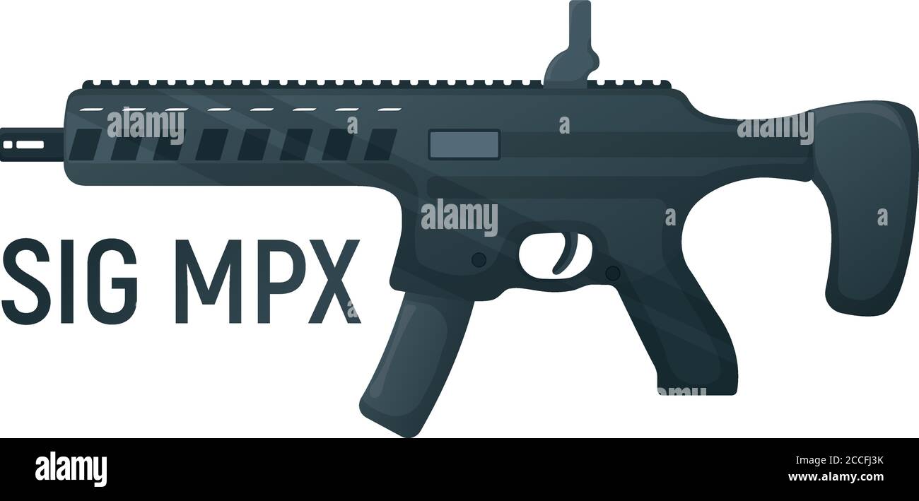 Submachine military gun, icon self defence automatic weapon concept ...