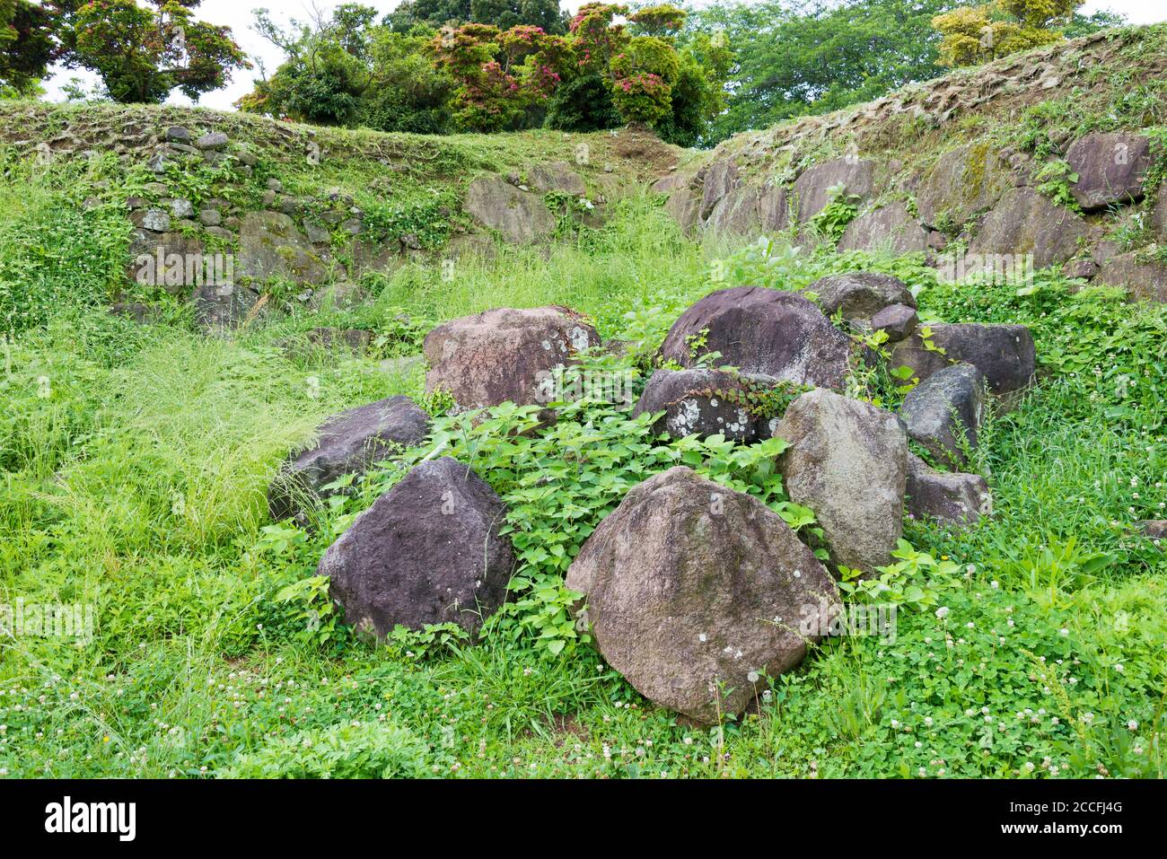 Remains of Hara castle in Shimabara, Nagasaki, Japan. It is part of the ...