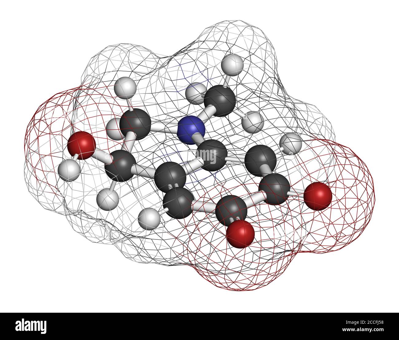 Adrenochrome molecule. Oxidation product of adrenaline. 3D rendering ...