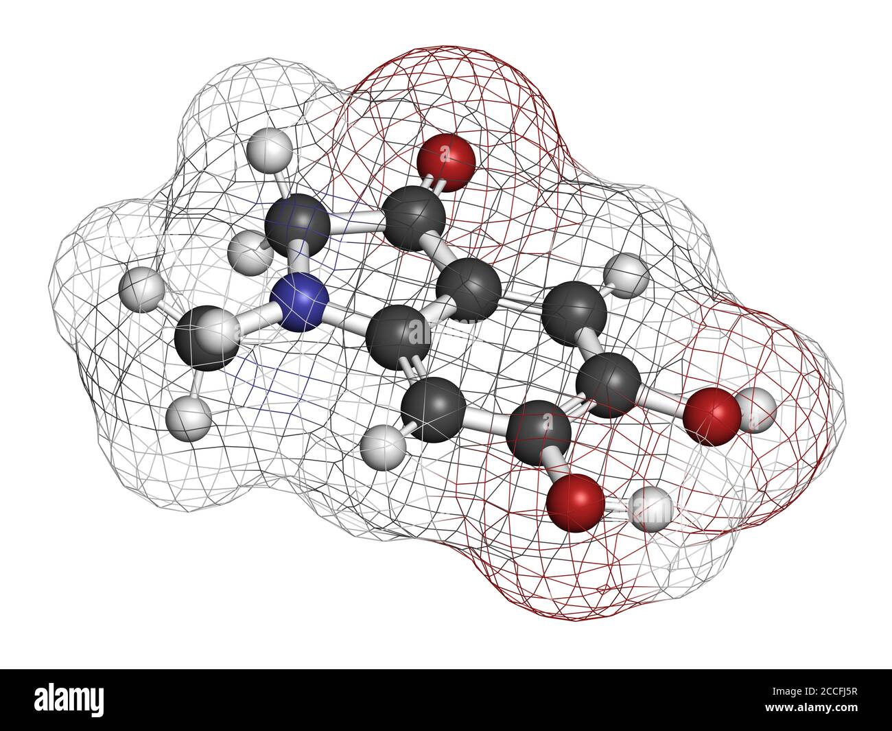 Adrenolutin molecule. Oxidation product of adrenalin. 3D rendering ...