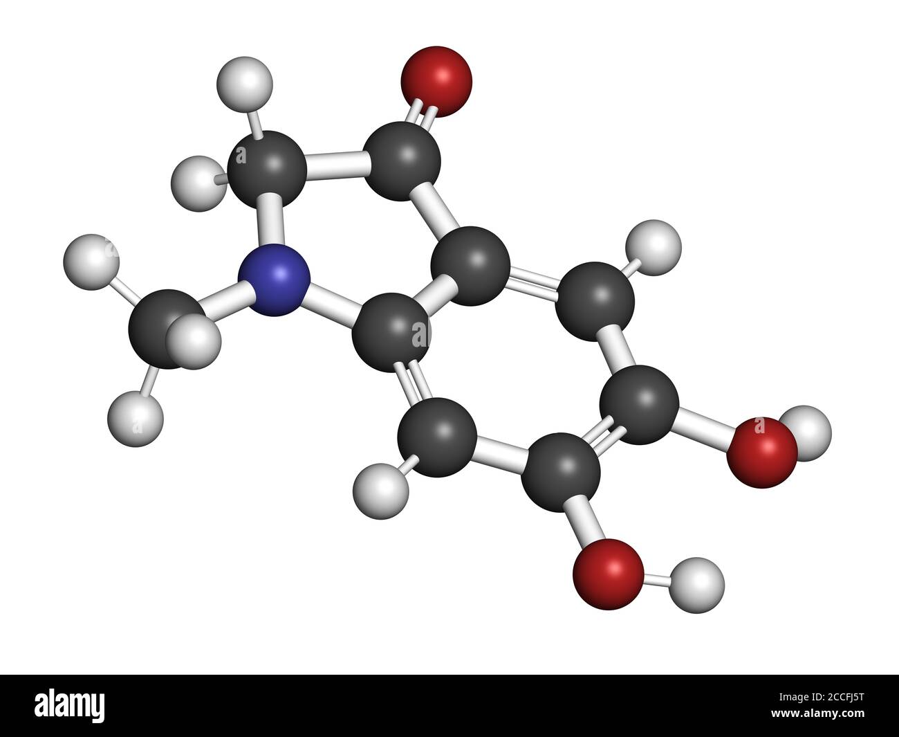 Adrenolutin molecule. Oxidation product of adrenalin. 3D rendering ...