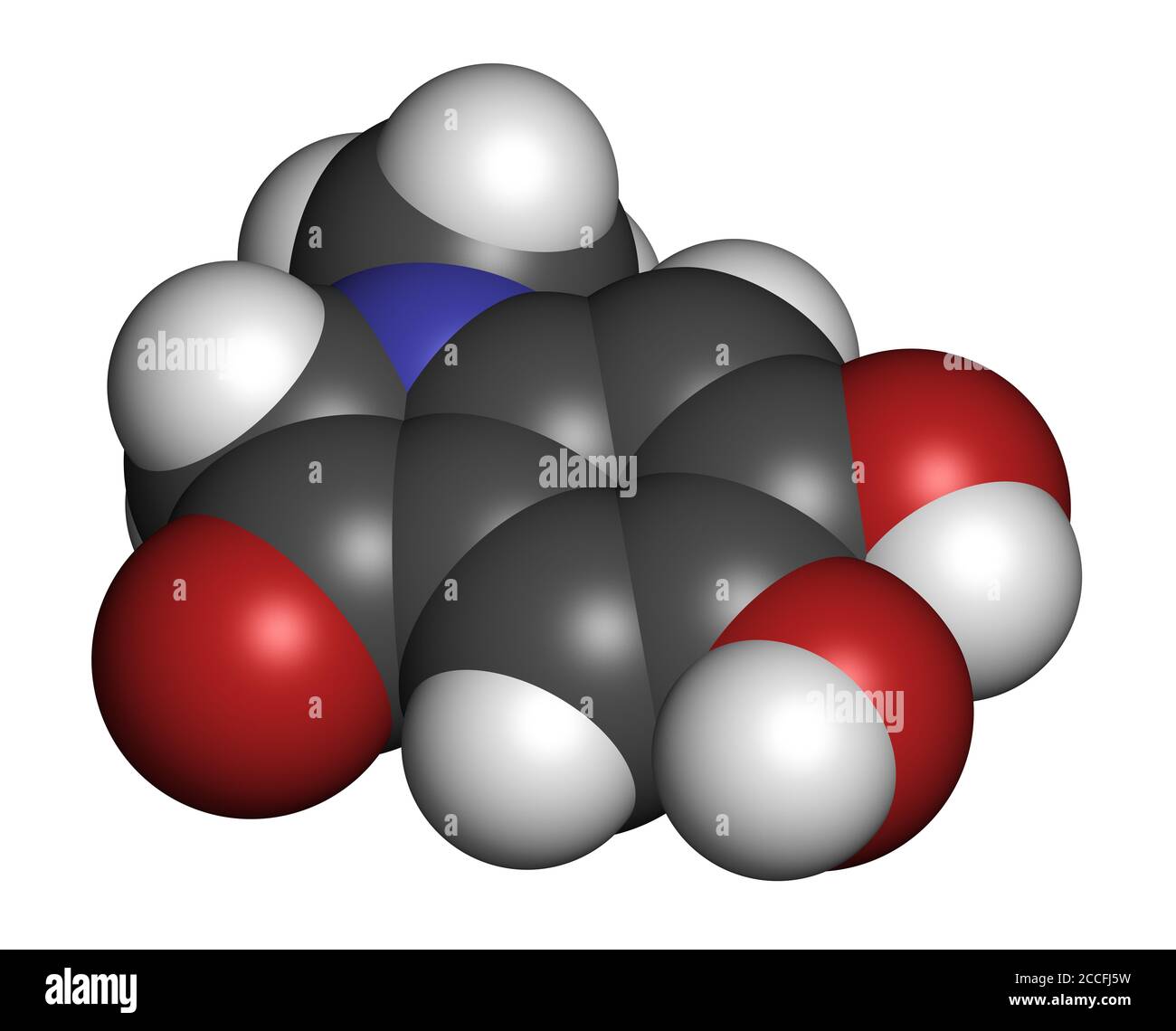 Adrenolutin molecule. Oxidation product of adrenalin. 3D rendering ...