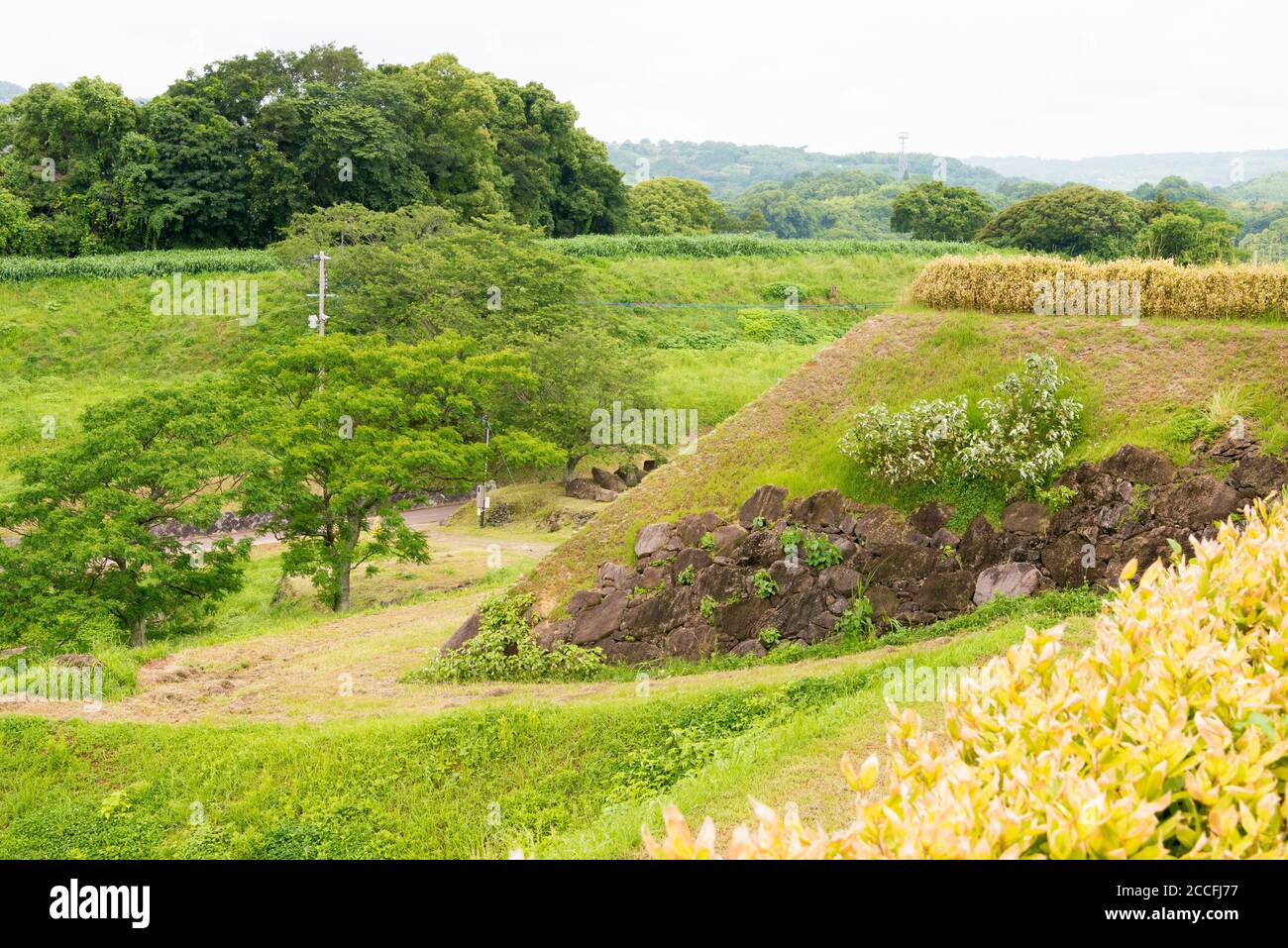 Remains of Hara castle in Shimabara, Nagasaki, Japan. It is part of the ...