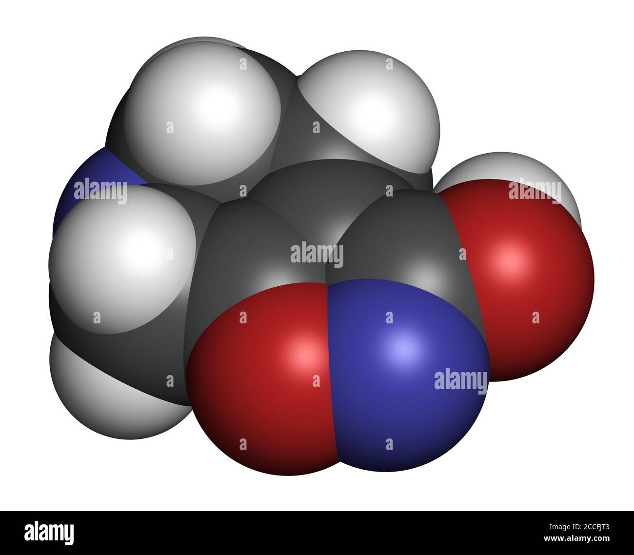 Gaboxadol drug molecule. 3D rendering. Atoms are represented as spheres ...