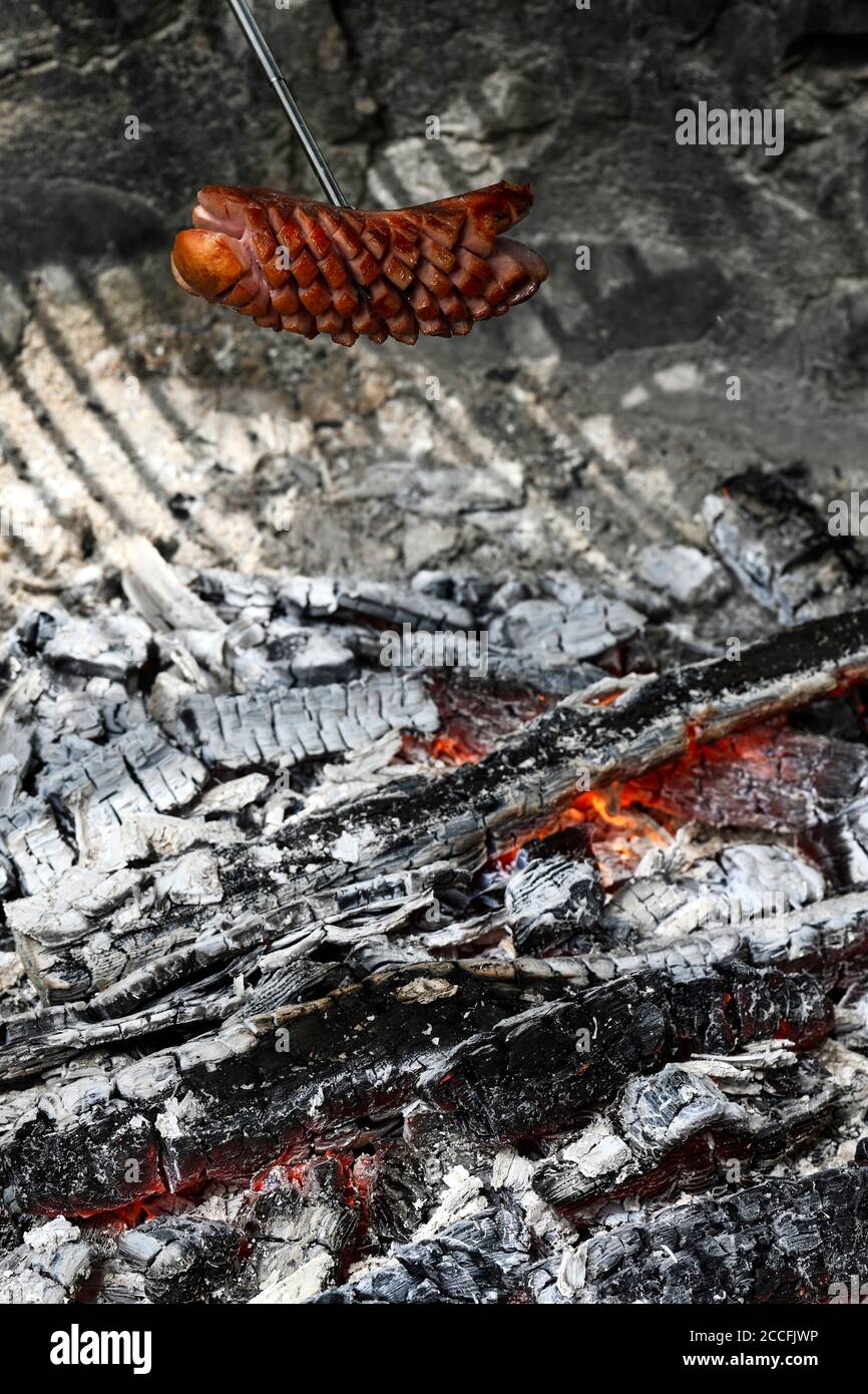 Grill the cervelat Stock Photo - Alamy