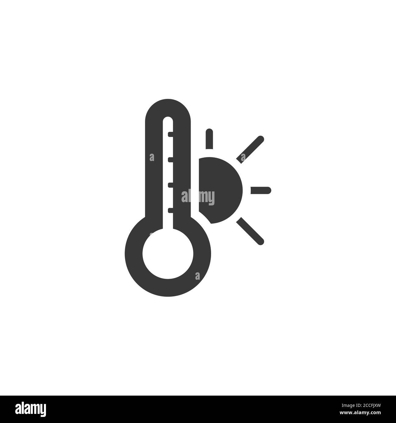 Thermometer. Summer temperature. Sun. Isolated icon. Weather glyph ...