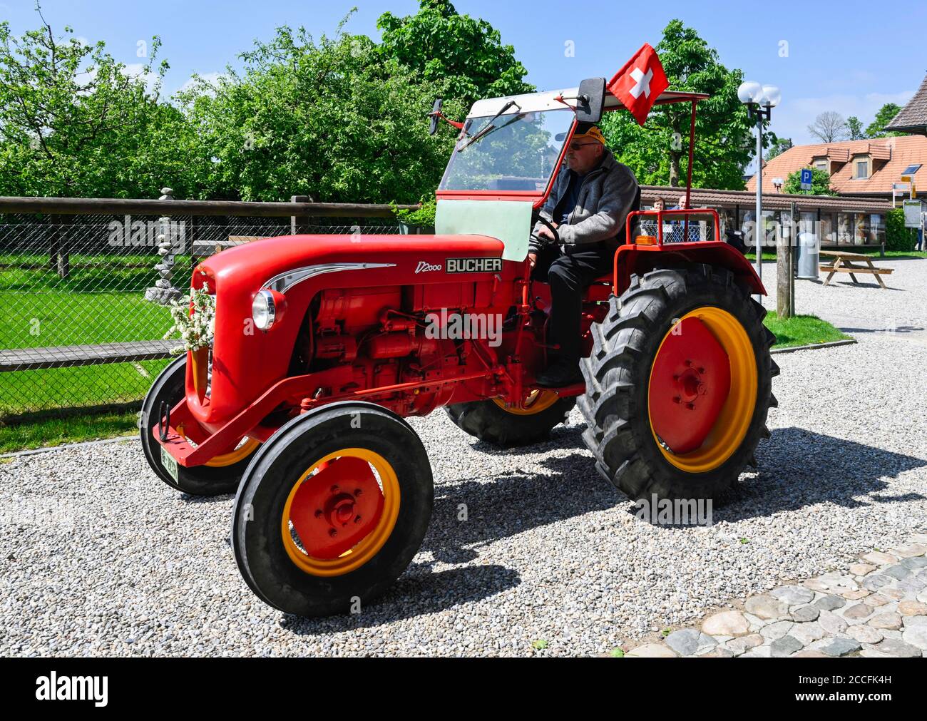 Farmer with tractor, Bucher D2000, Switzerland Stock Photo - Alamy