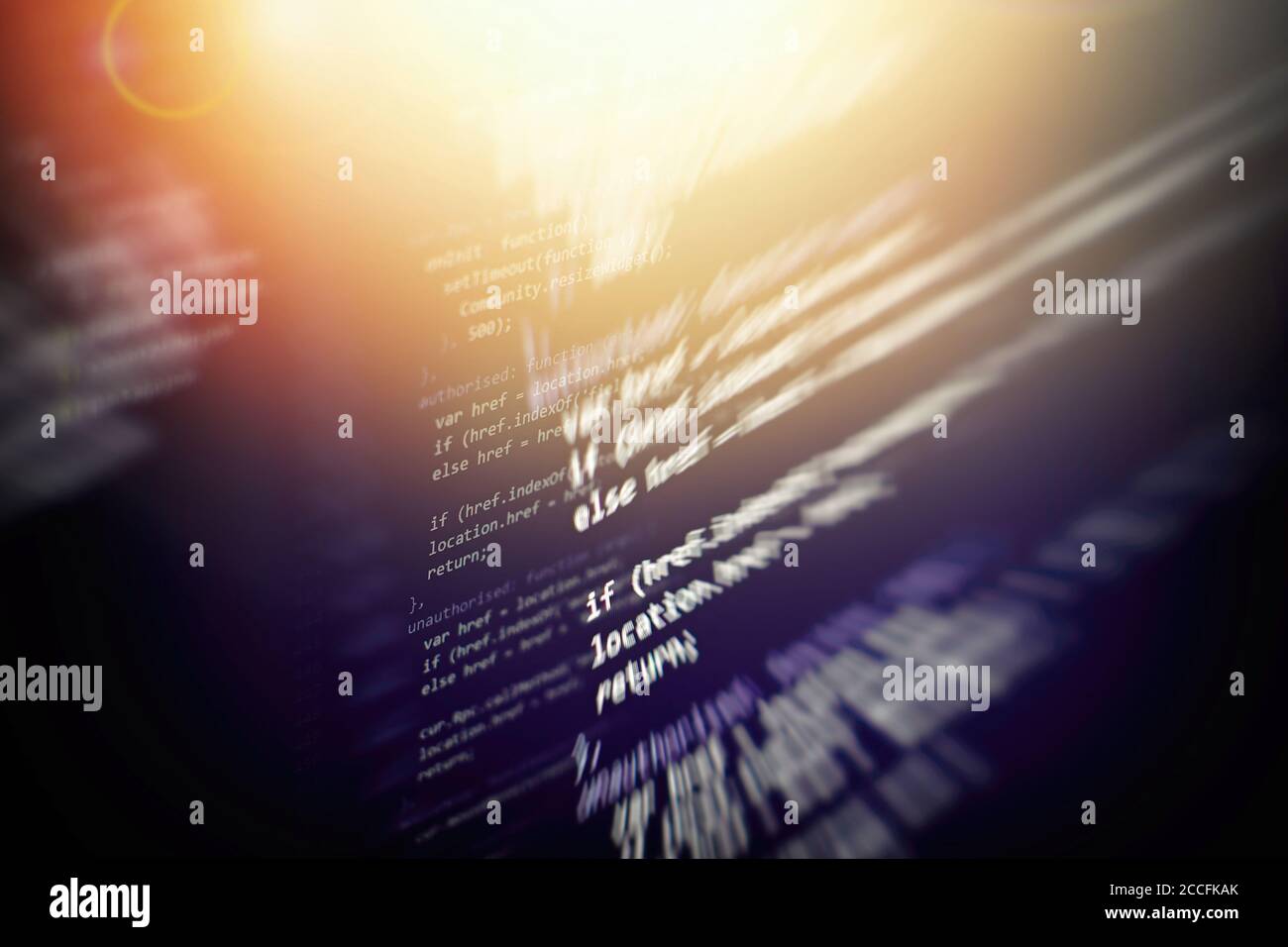Css Javascript And Html Usage Monitor Closeup Of Function Source Code Abstract It Technology