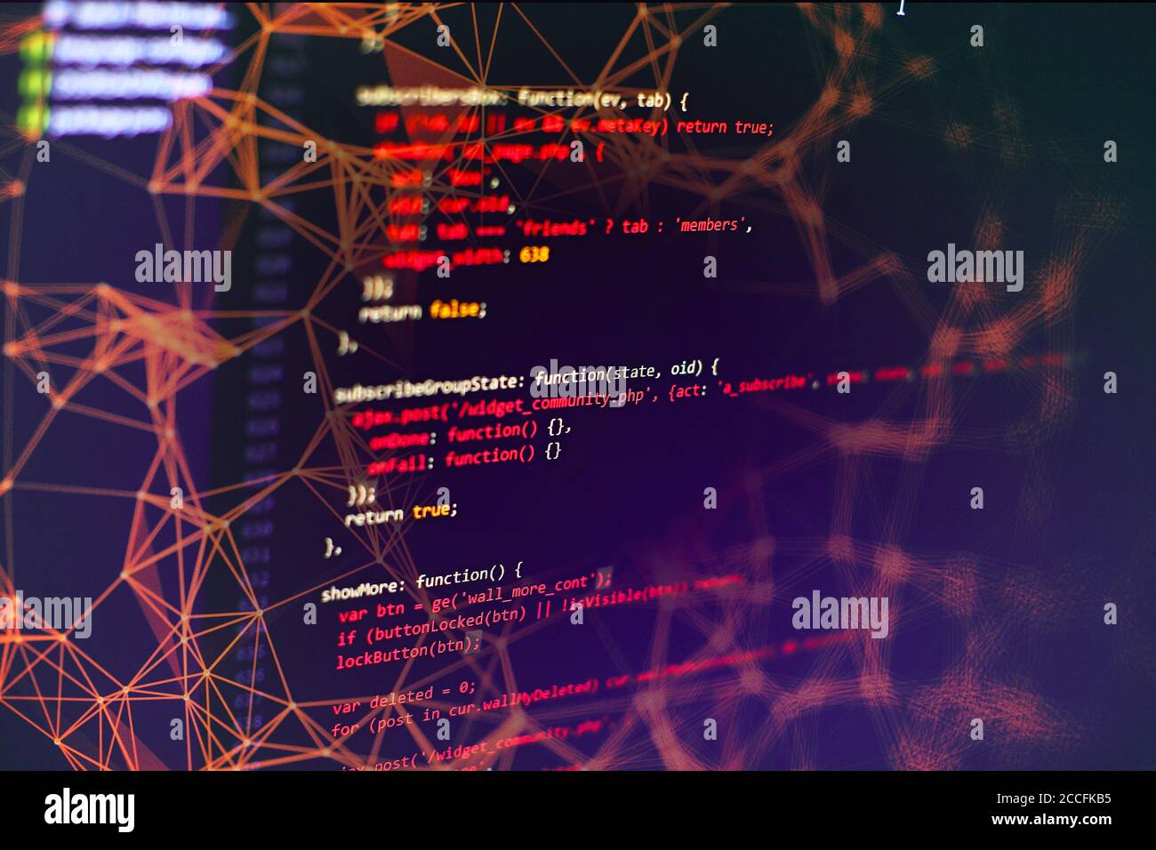 Seo Optimization Modern Tech Php Syntax Highlighted Writing Programming Functions On Laptop 