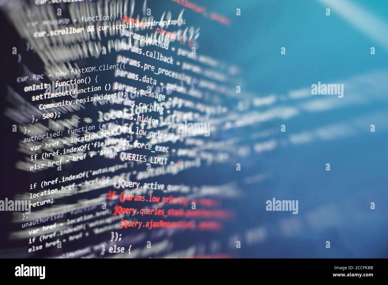 Css Javascript And Html Usage Monitor Closeup Of Function Source Code Abstract It Technology