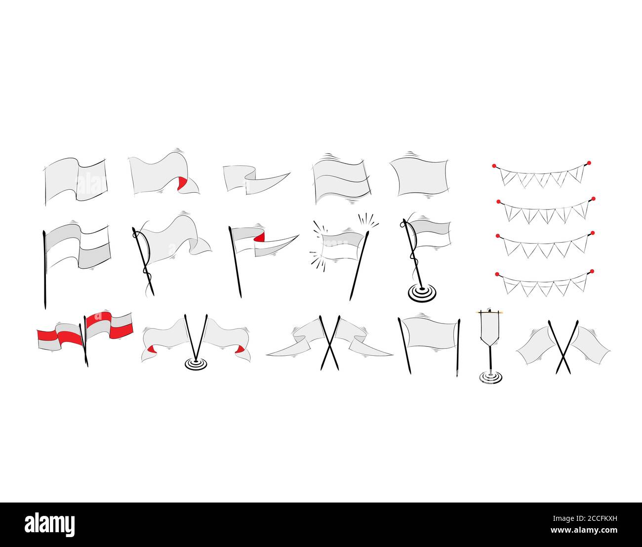 Set Flag Template Flat on white background in vector illustration Stock ...