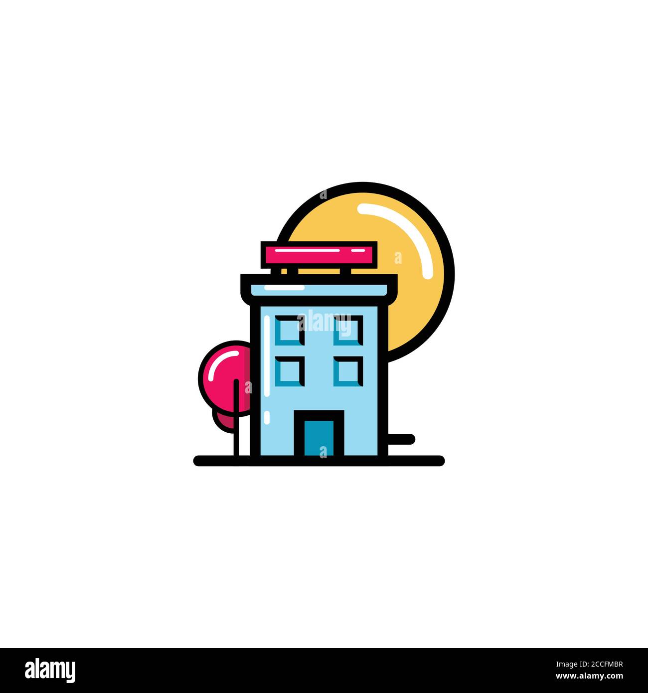 Hostel building icon vector. hostel building sign on white background ...