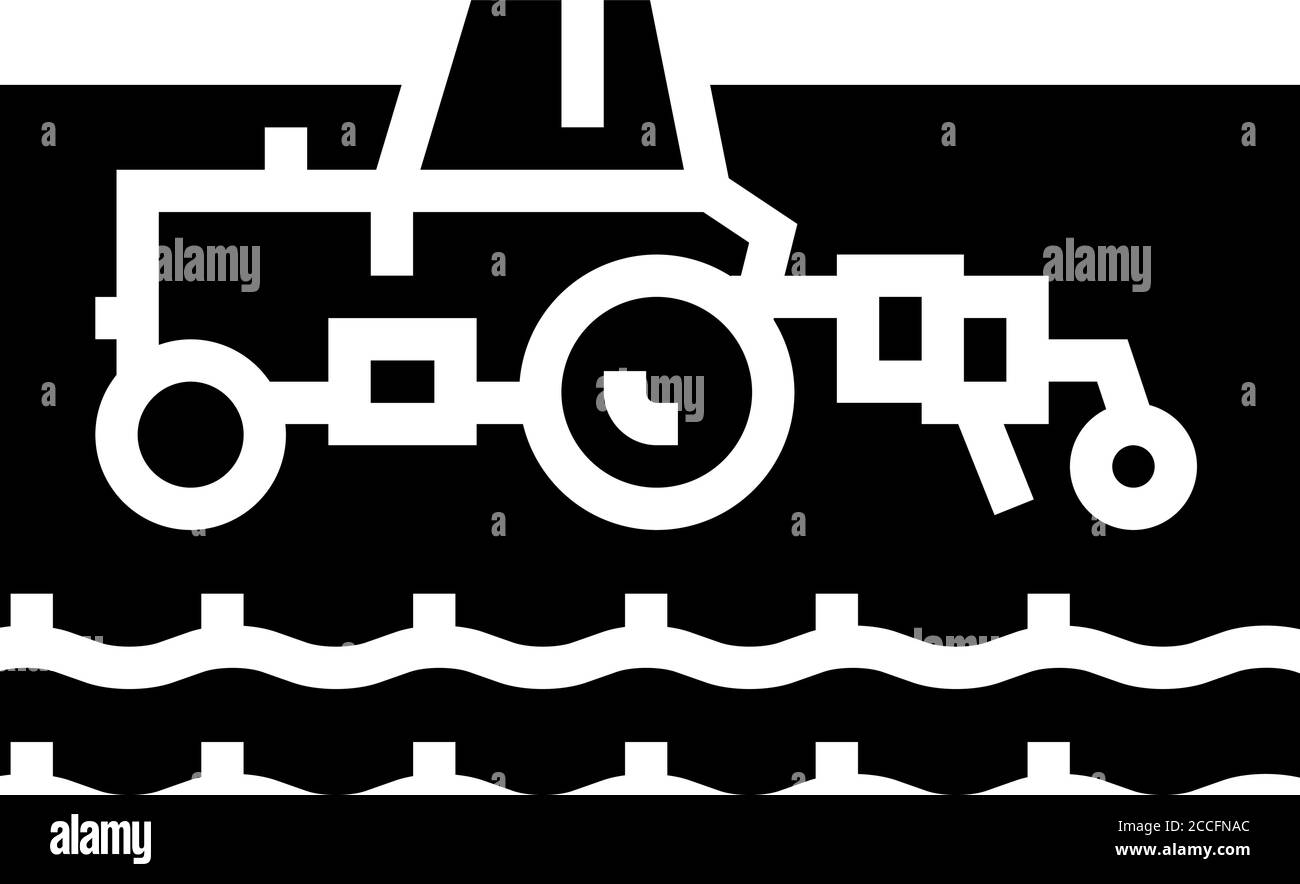 tractor working on field glyph icon vector illustration Stock Vector ...