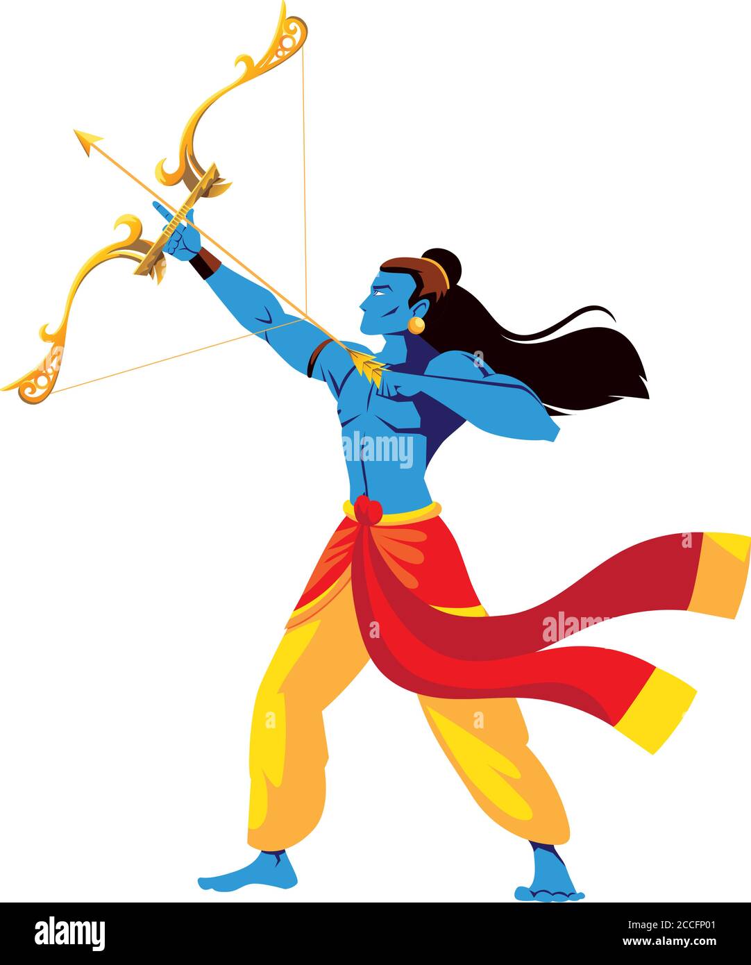 Lord Ram Cartoon With Bow And Arrow Design Happy Dussehra Festival And