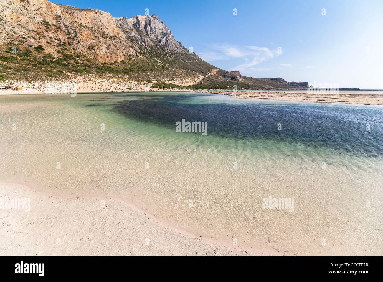 Shallow lagoon and balos beach in the afternoon hi-res stock ...