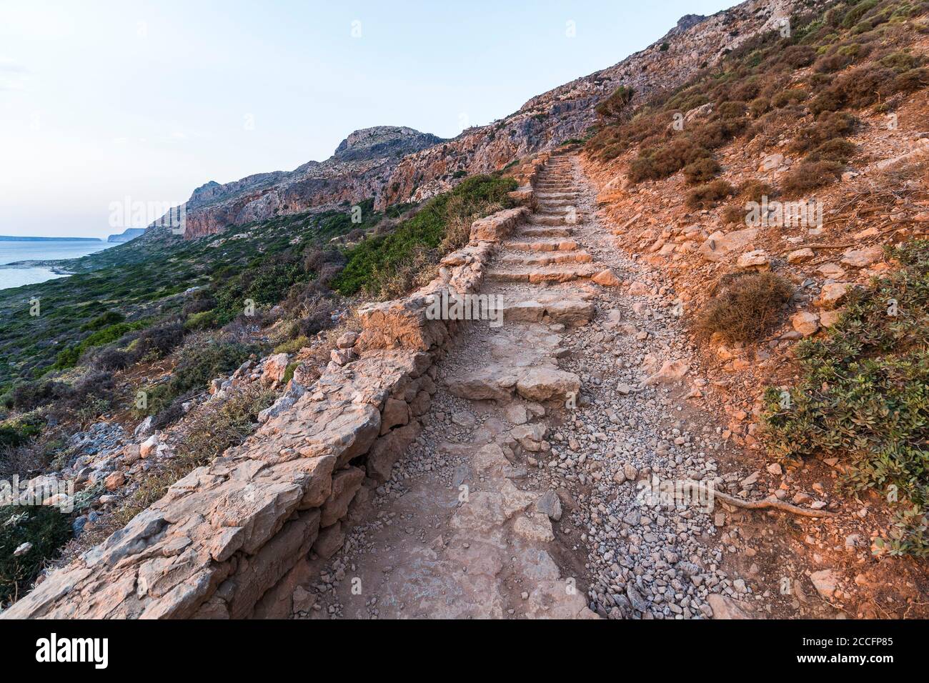 Hiking trail up to sunset at Balos Lagoon, Northwest Crete, Greece ...