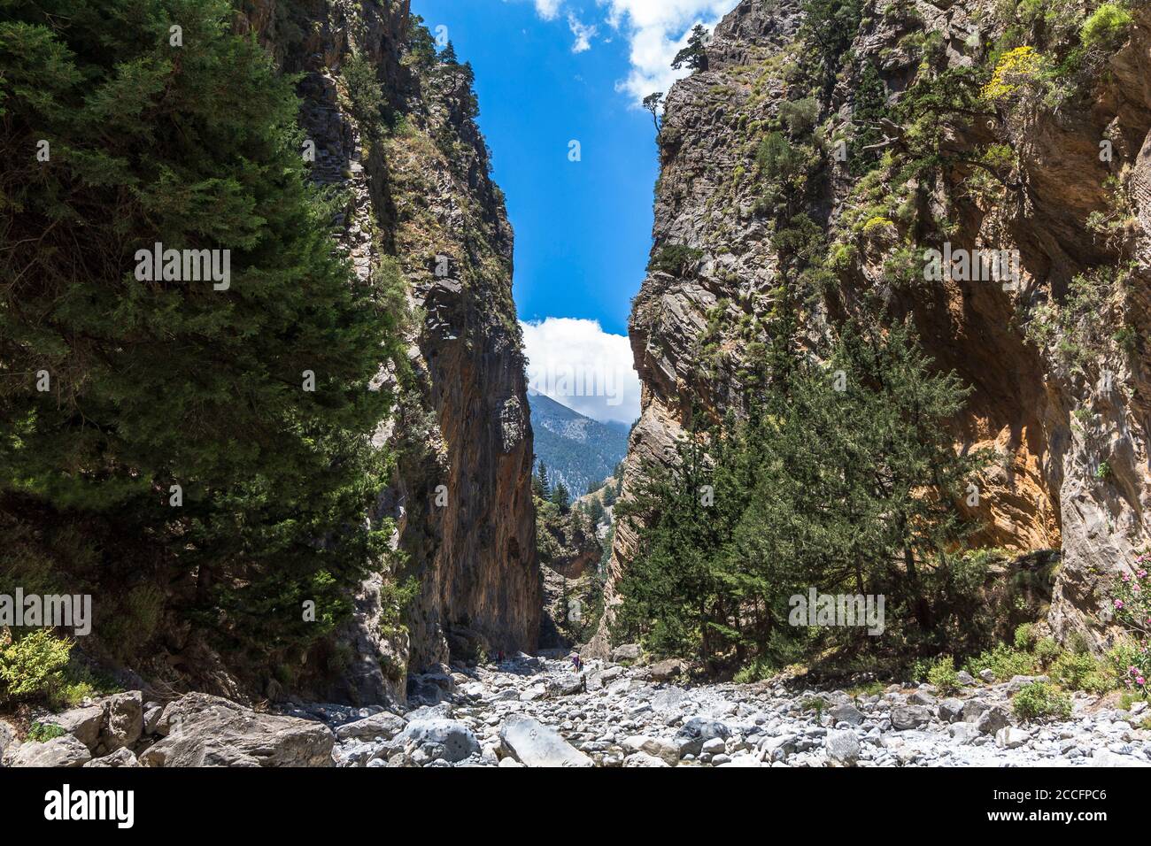Imposing rock faces on hike in Samaria Gorge, West Crete, Greece Stock ...