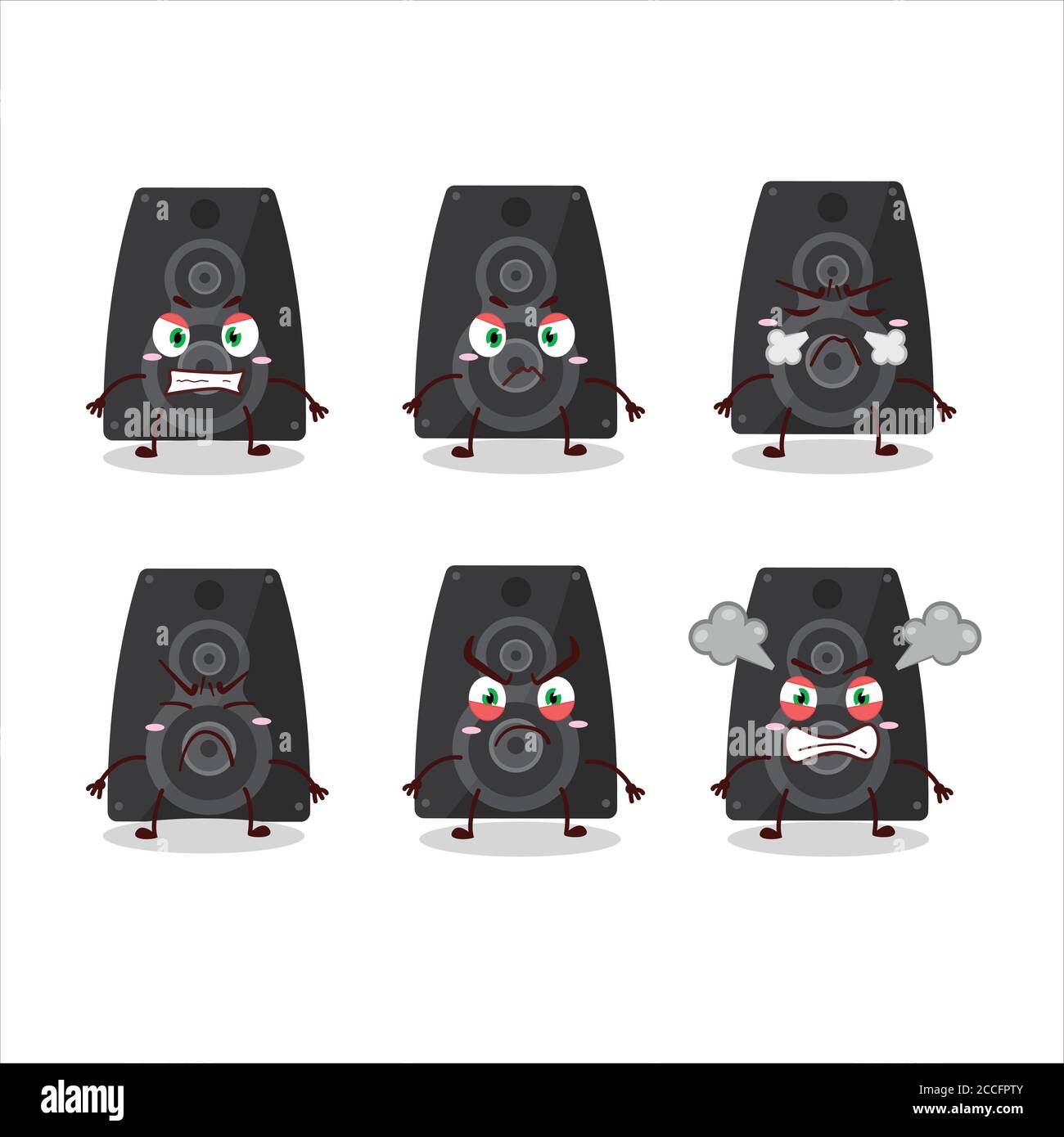 Stereo speaker cartoon character with various angry expressions Stock ...