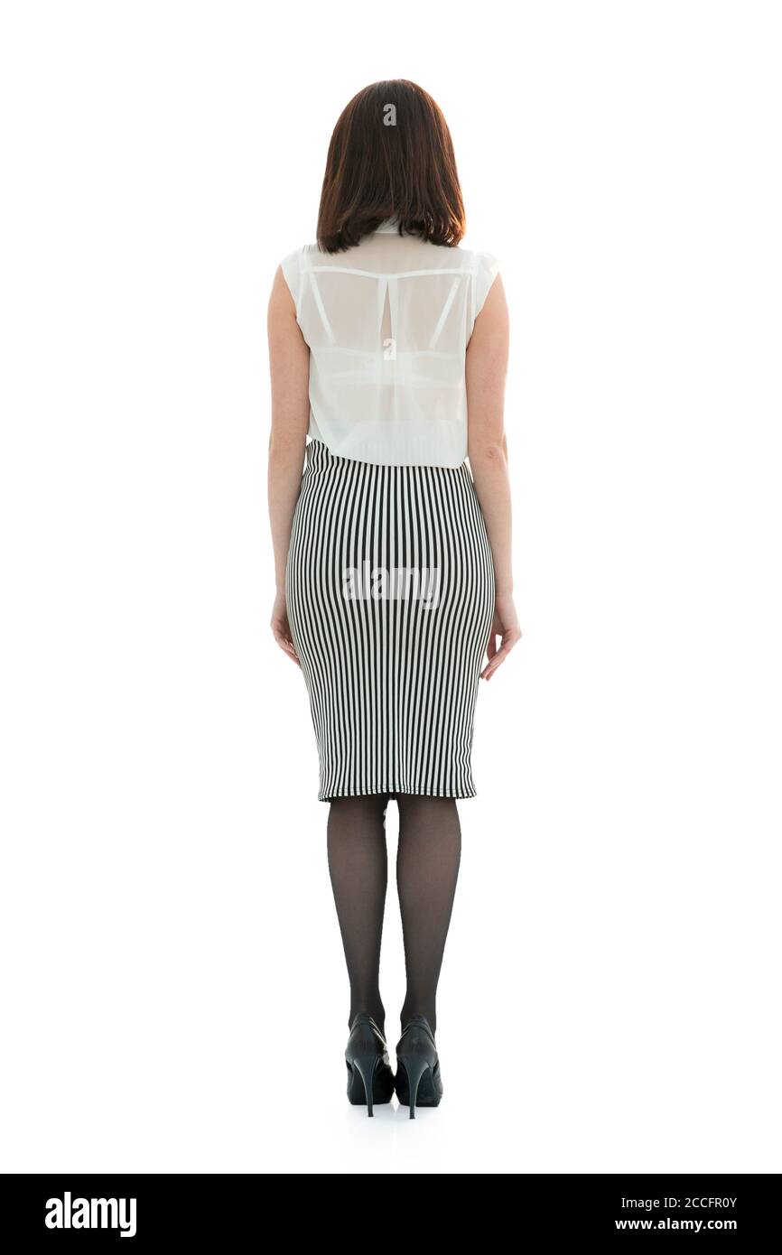 Fullbody woman's back isolated over white background Stock Photo - Alamy