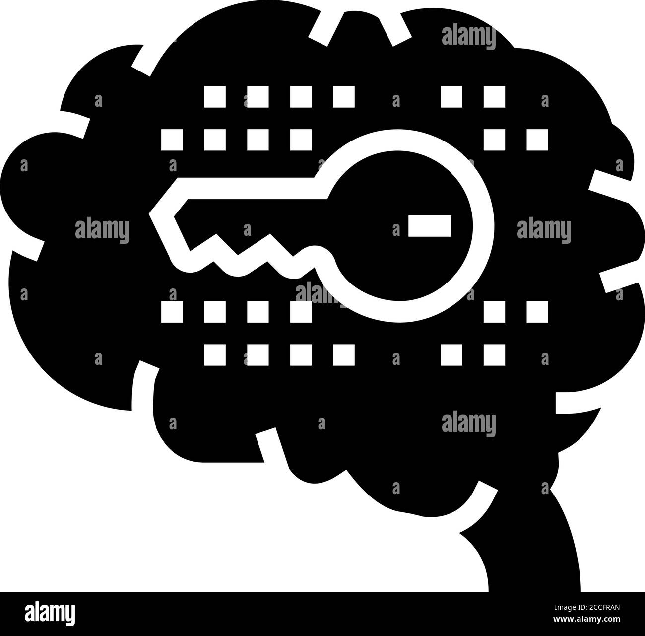 brain with key glyph icon vector illustration Stock Vector Image & Art ...