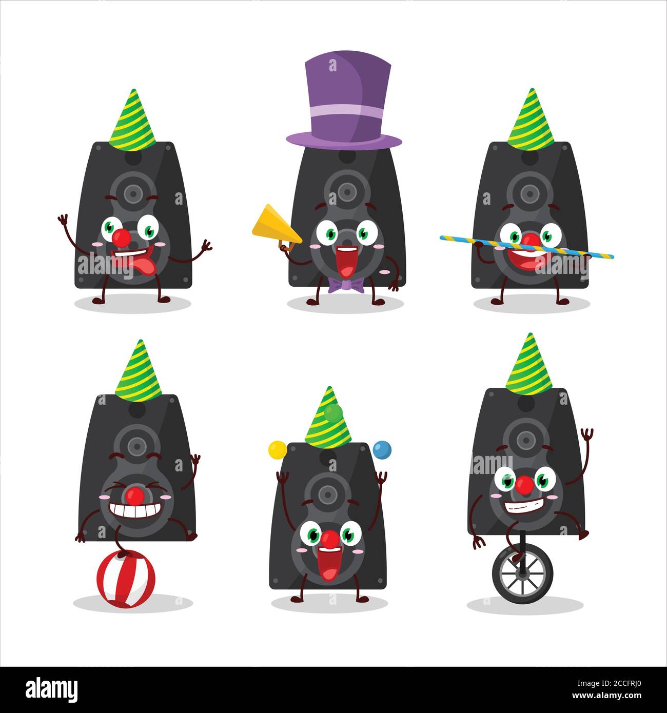 Cartoon character of stereo speaker with various circus shows Stock ...