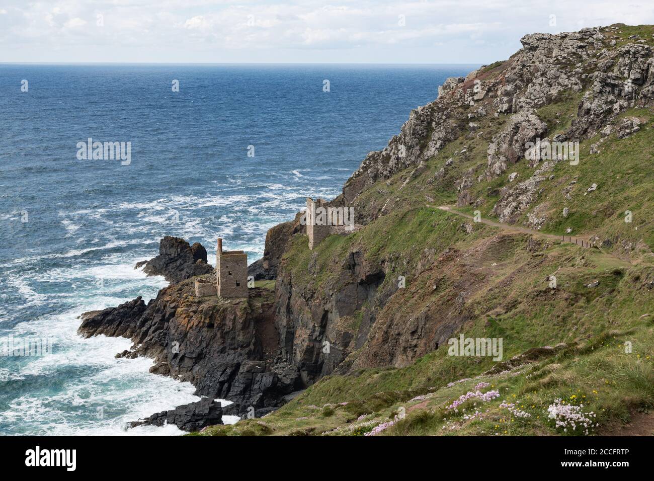 Iconic ruins of Crowns Engine Houses of Botallack Mine, Cornwall, UK ...