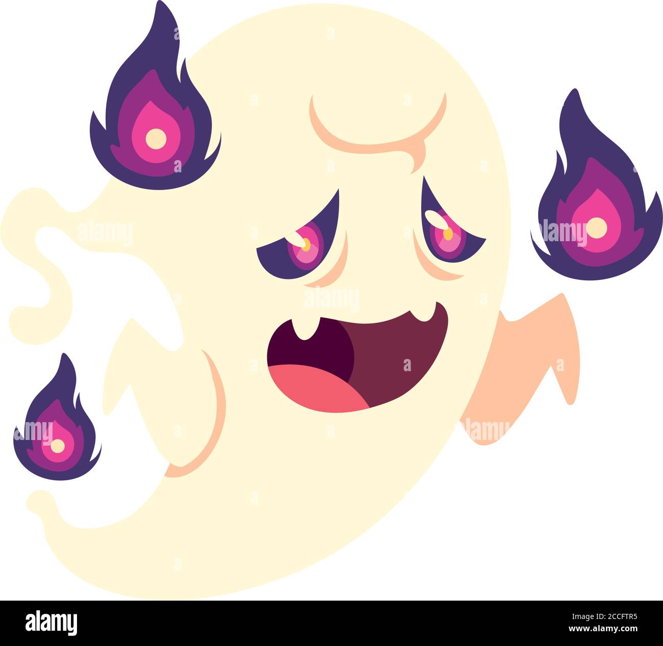 Halloween ghost cartoon design, Holiday and scary theme Vector ...