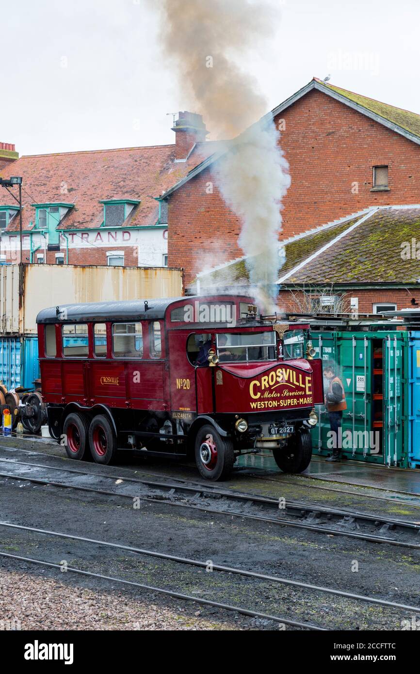 Sentinel GD6 steam bus 'Elizabeth' in Minehead station yard for a West ...