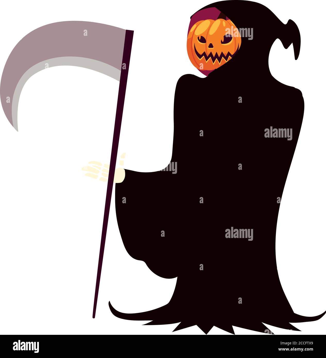 Halloween death cartoon with pumpkin mask design, Holiday and scary ...
