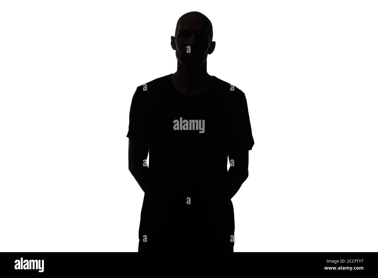 Image of bald man's isolated silhouette on white background Stock Photo ...
