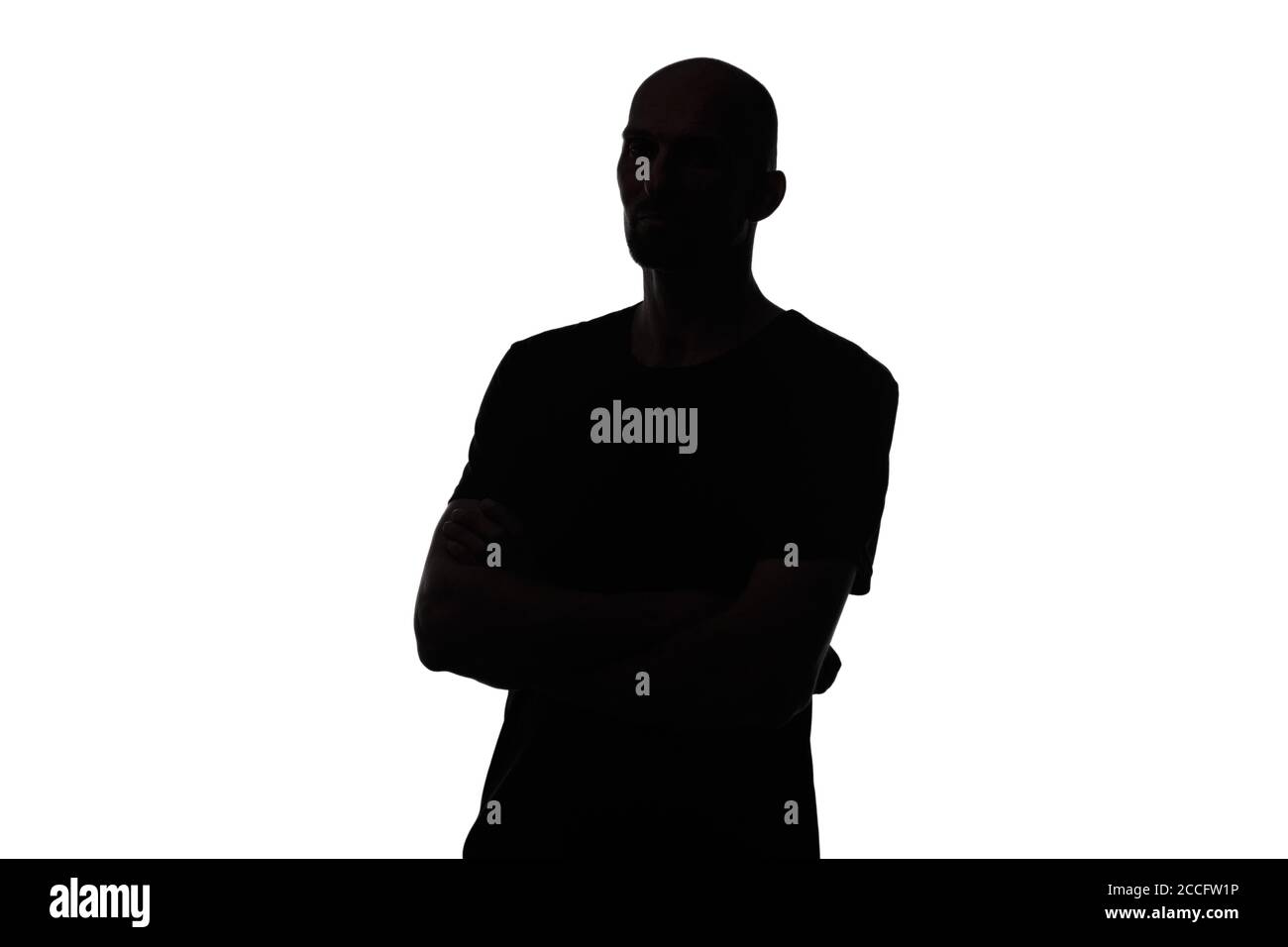 Picture of bald man's isolated silhouette on white background Stock ...