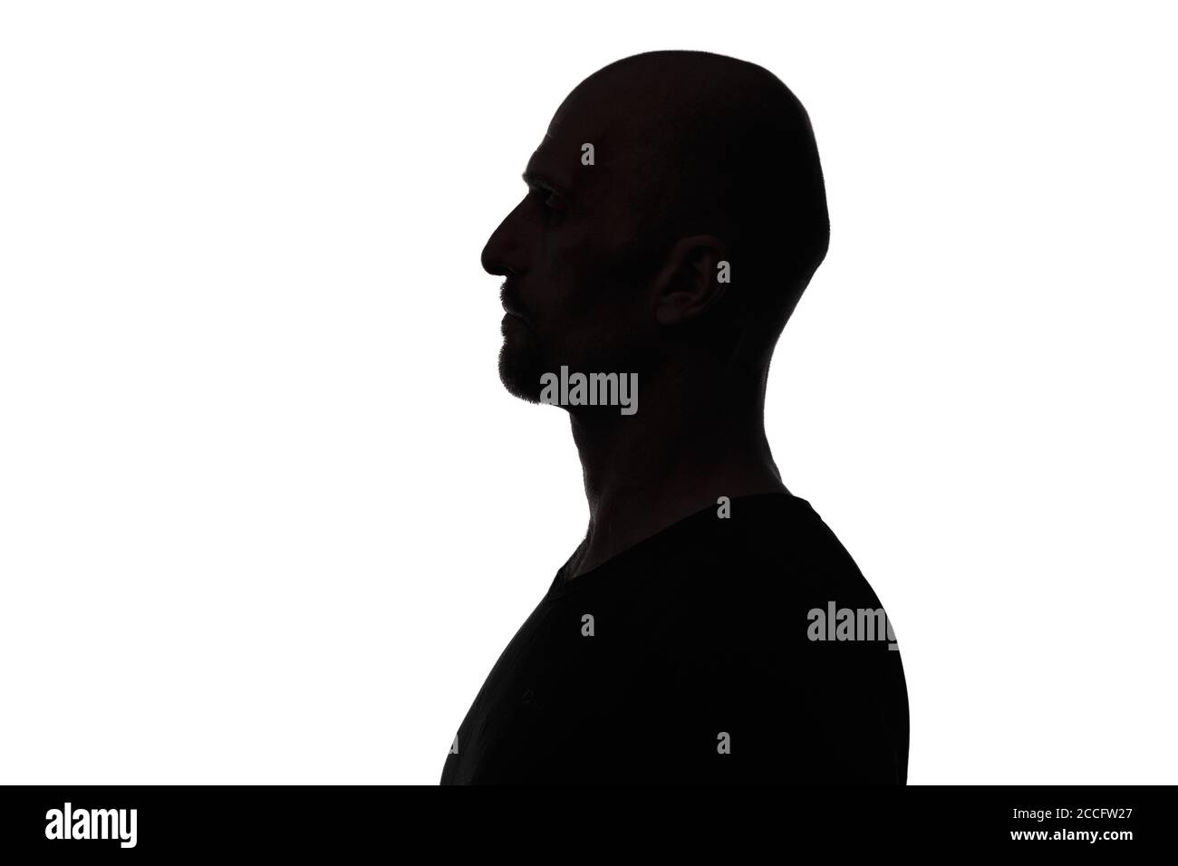 Photo of bald man's isolated silhouette in profile Stock Photo - Alamy