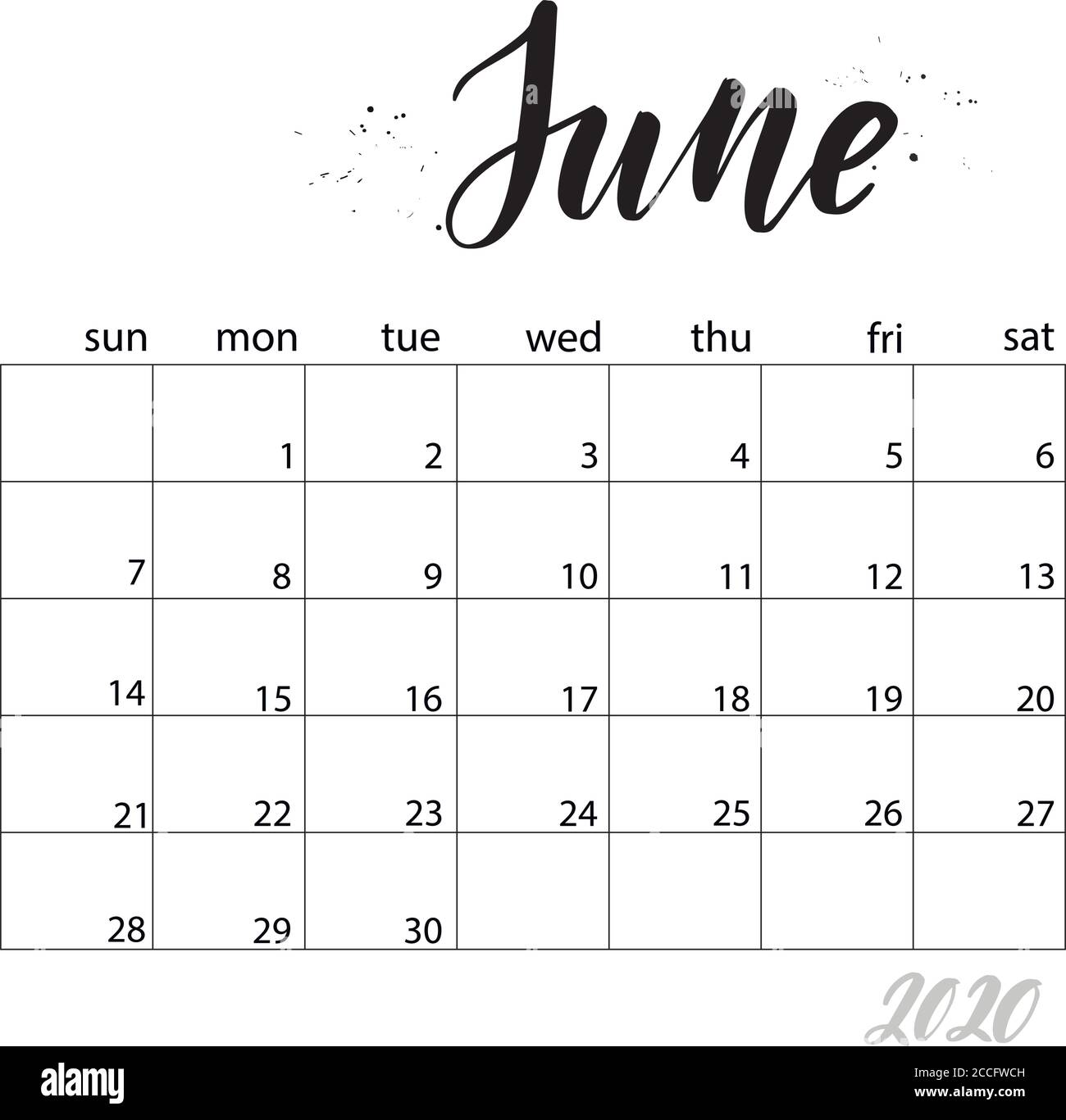 June calendar Black and White Stock Photos & Images - Alamy