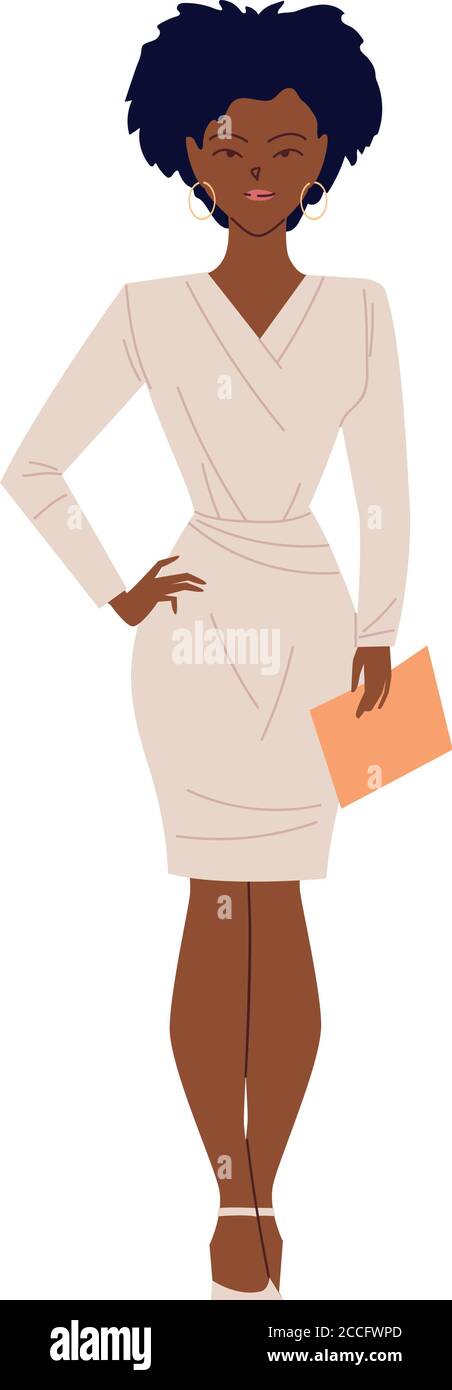 Black businesswoman cartoon with file design, business fashion and ...