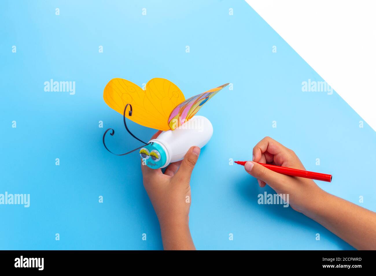 how to make a butterfly from yogurt plastic bottle, craft for kids, DIY ...