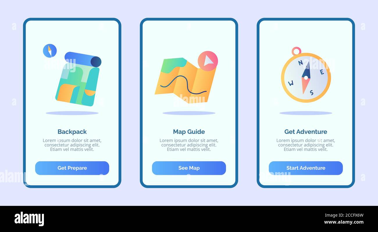 Backpack map guide get adventure for mobile apps template banner page ...