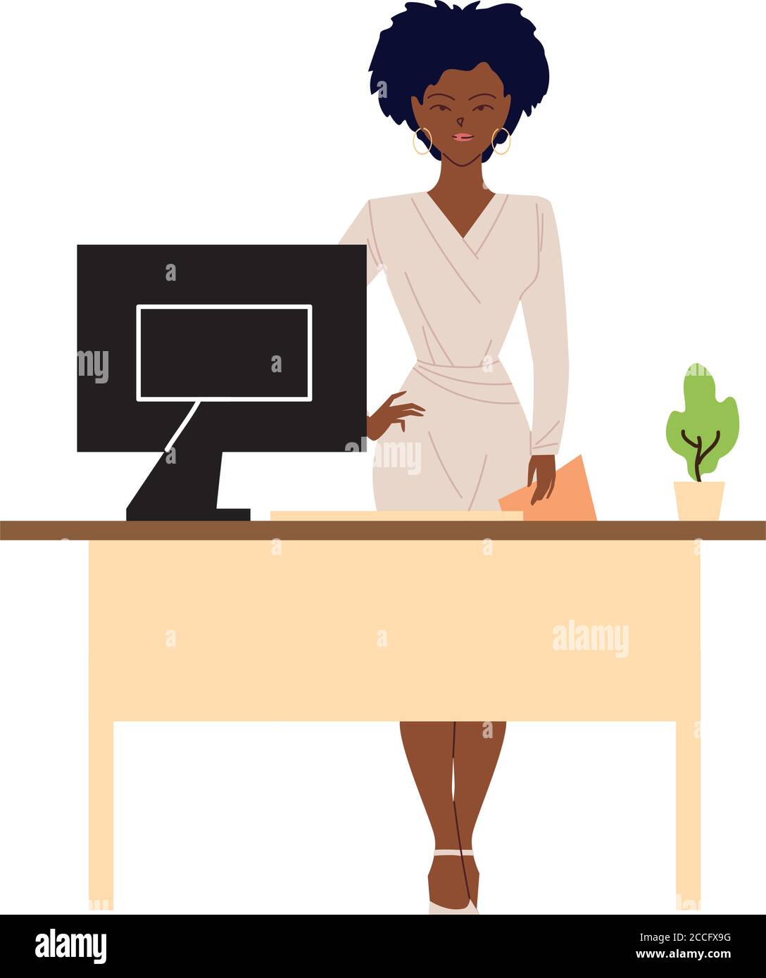 Businesswoman desk file Stock Vector Images - Alamy
